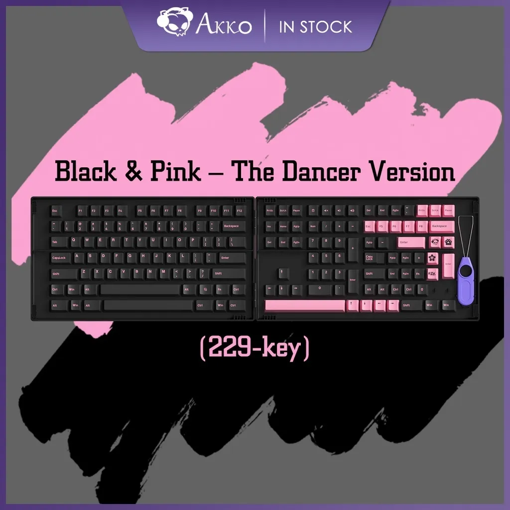 Akko Black Pink Keycap Set 229 Keys, Cherry Profile, PBT Double S ...