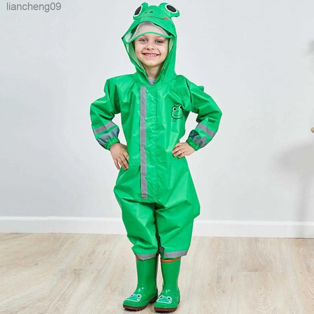 Childrens Rain Gear Animal Hooded Poncho Raincoat Cute Raincoats, Reflective One Piece Rainwear ...