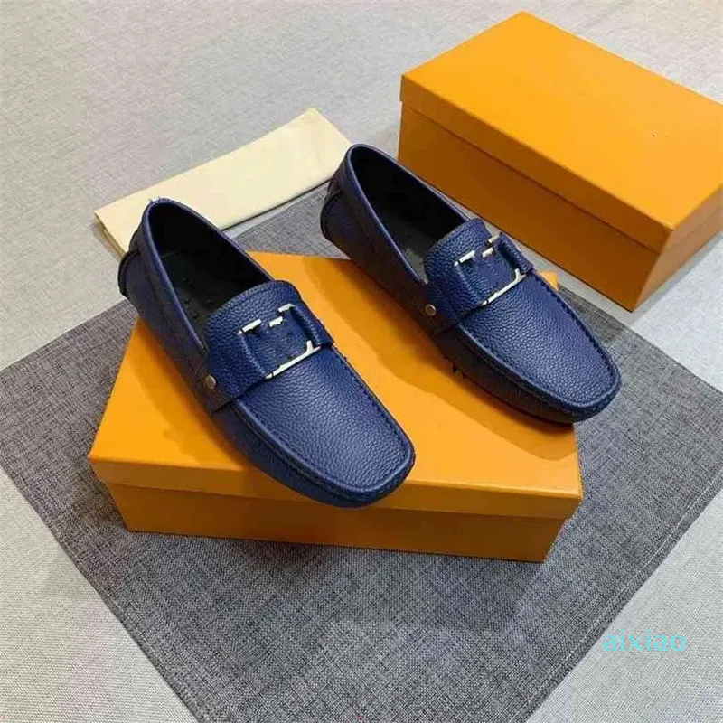 Luxury Handmade Genuine Leather Loafers For Men Designer Mens Blue ...