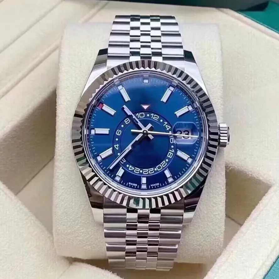Sky Blue Mens Automatic Watch with Small Dial Sapphire Calendar and ...