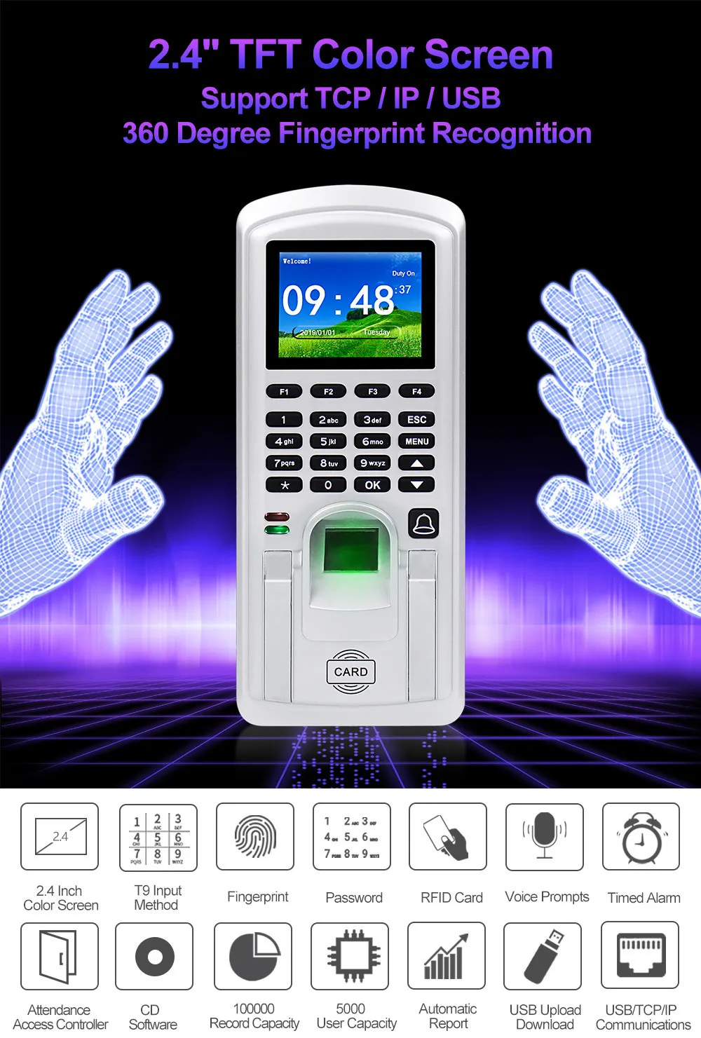 Realand Fingerprint & RFID Access Control Time Attendance Machine ...