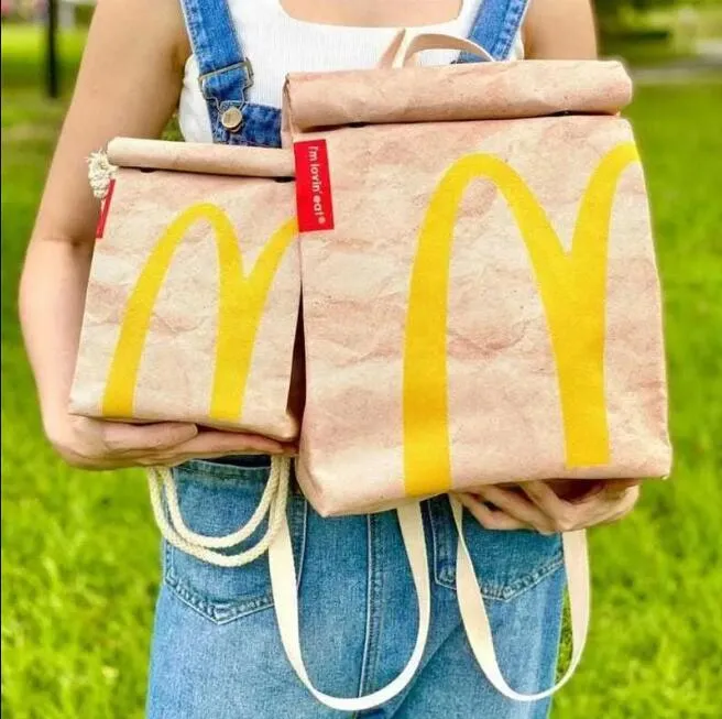 2023 Cute Cartoon French Fries Canvas Hemp Backpack With Large Capacity ...