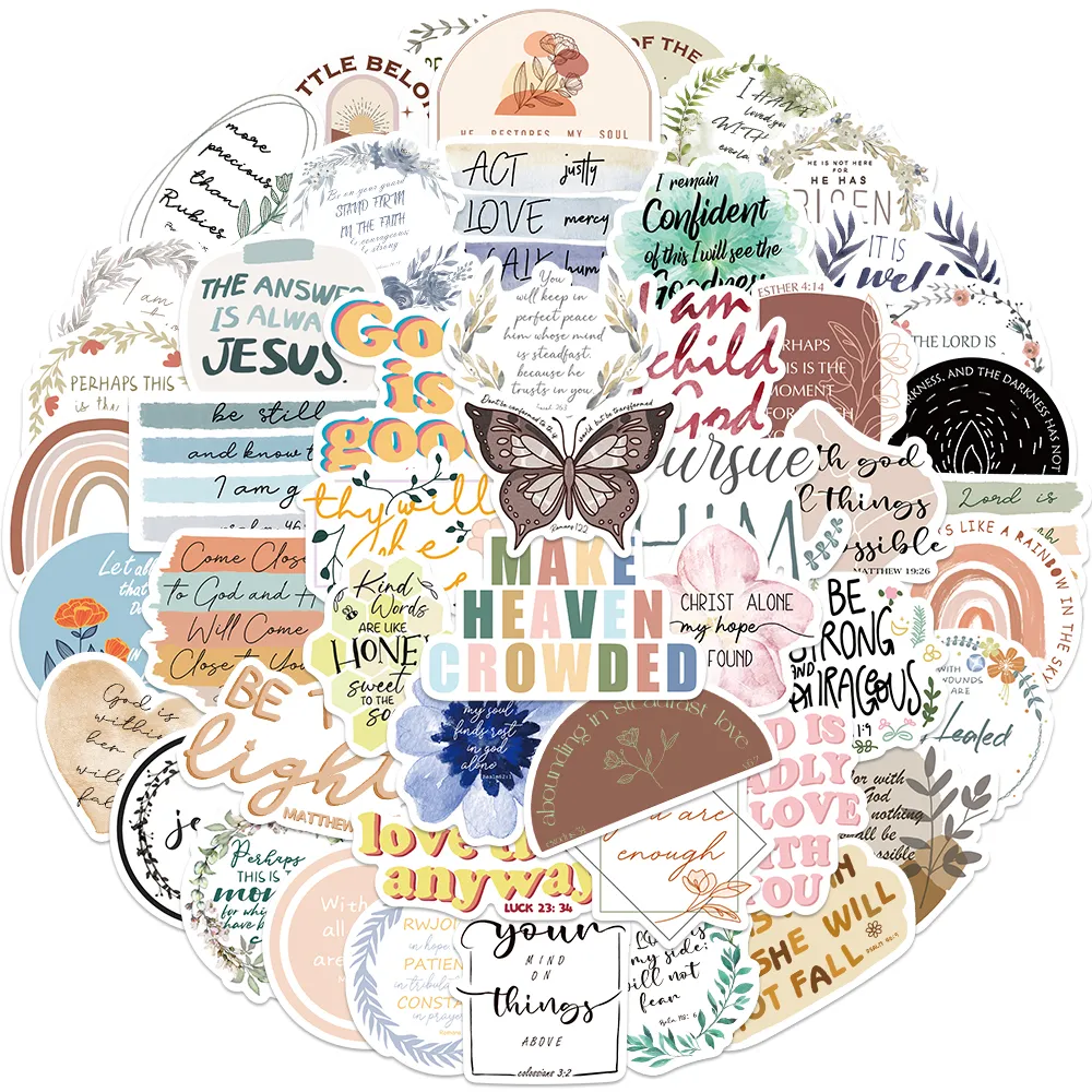 50 Uds. Pegatinas Cristianas De Jesús, Pegatinas De Fe De La Biblia ...