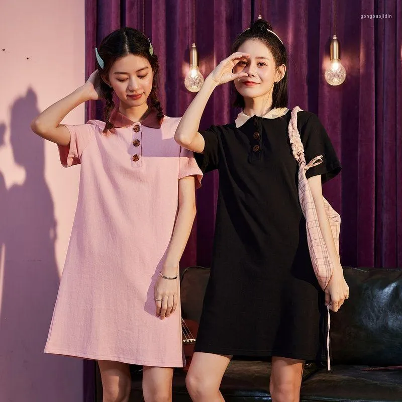 DHgate.com:Womens Summer Polo Neck Dress, Casual Loose Short Sleeve ...