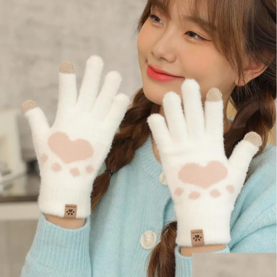 DHgate.com:Cat Paw Printing Gloves, Soft Fluffy Mittens, Winter Warm ...