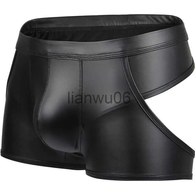 CLEVERMENMODE Sexy Men's Underpants: Faux Leather Open Butt Backless ...
