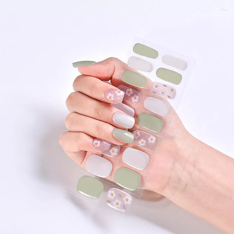Spring Green Themed Semi-Cured Gel Nail Polish Strips for DIY Manicures ...