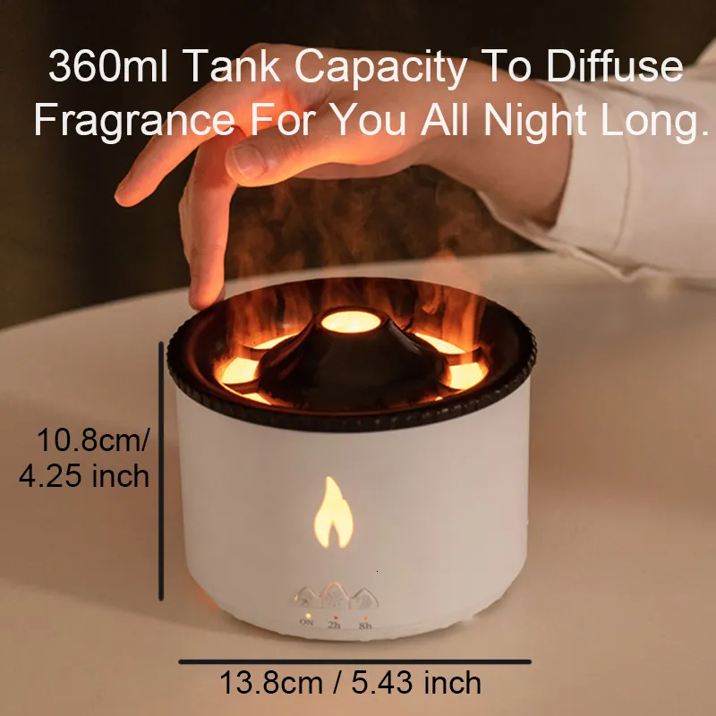 Other Home Garden Humidifiers 360ml Volcano Flame Aromatic Oil Diffuser ...