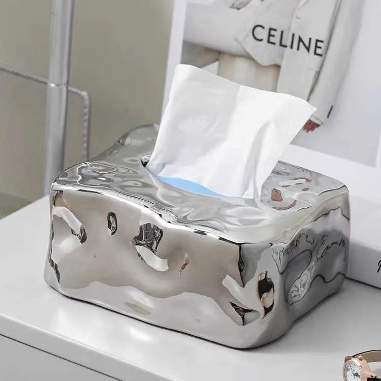 Luxury Nordic Ceramic Ceramic Tissue Holder With Silver Paper Towel ...