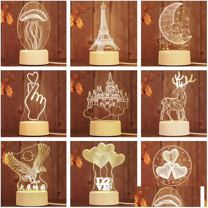 DHgate.com:Creative 3D Night Light, Colorful Pattern Table Lamp ...