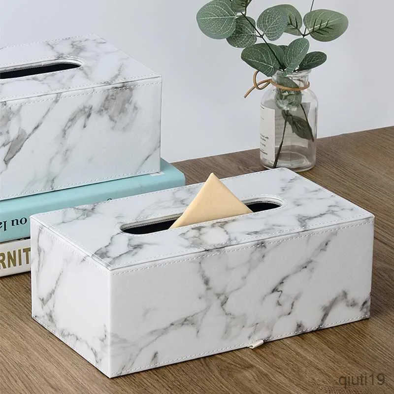 DHgate.com:Marble Pattern Tissue Box Cover, 1 Pack Nordic Style PU ...