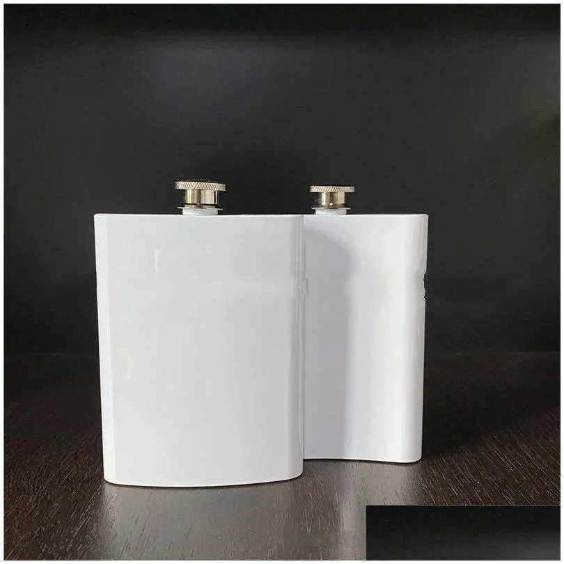 Stainless Steel Sublimation Thermal Hip Flask 8oz White DIY Pocket Mini ...