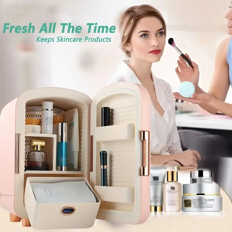 7L Portable Mirrored Personal Fridge For Skin Care, Makeup Storage ...