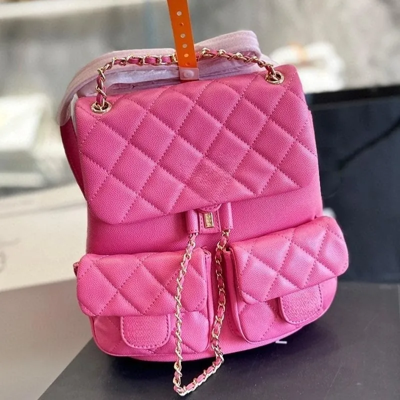 Luxury Designer Women's Leather Backpack Mini Bookbag Quilted Laptop ...
