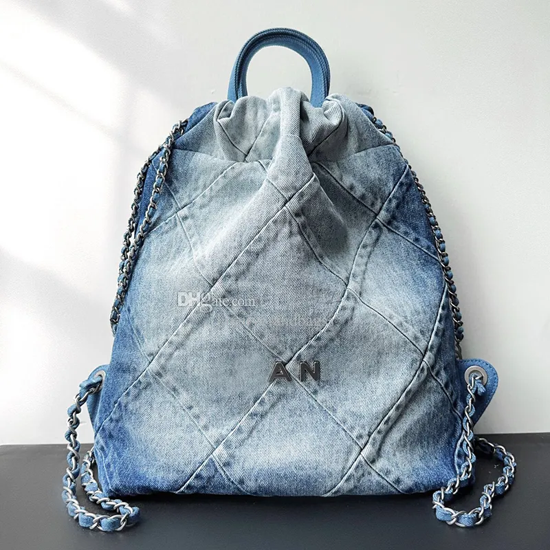 Denim Backpack: 2024 Schoolbag with Box, 34CM Designer Shoulder Bag for ...