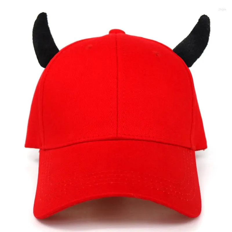 Korean Fashion Baseball Cap With Horns For Men And Women Horn Devil ...