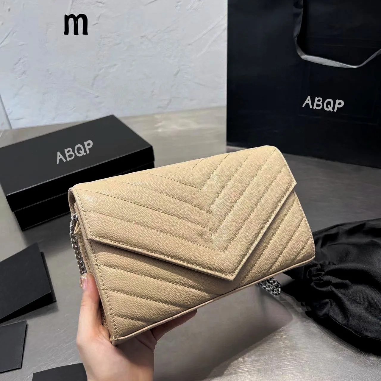 Womens Black Leather Crossbody Handbag With Gold Chain Classic Flap ...