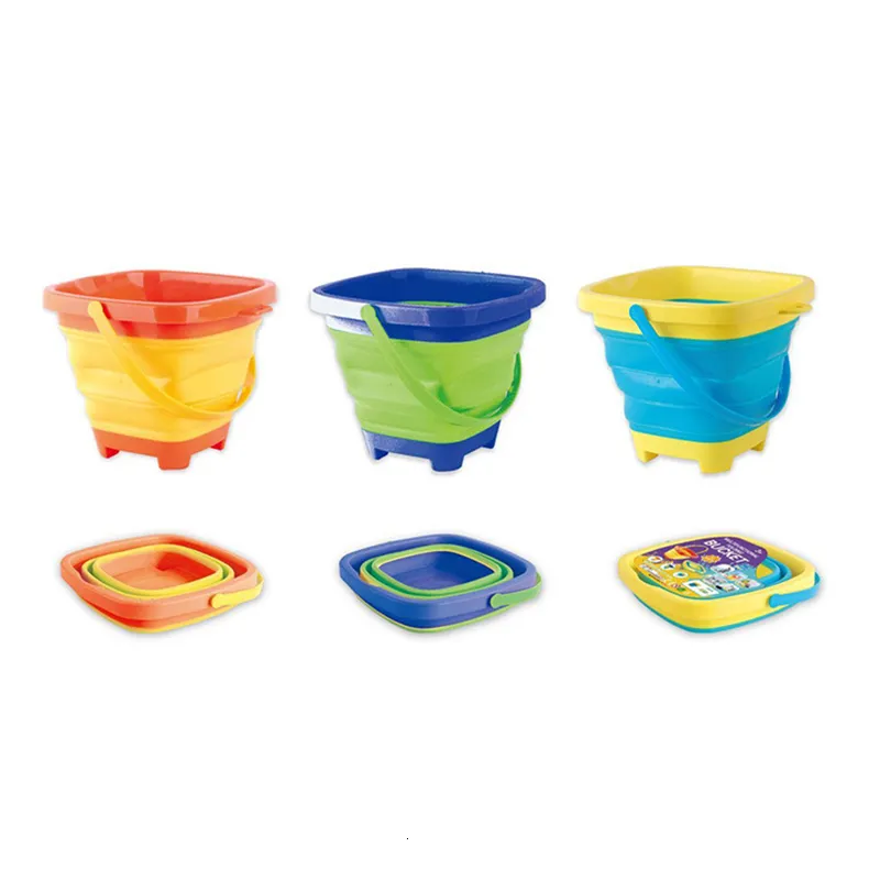 3-Piece Foldable Sand Bucket Set - Collapsible Silicone Pails for Kids ...