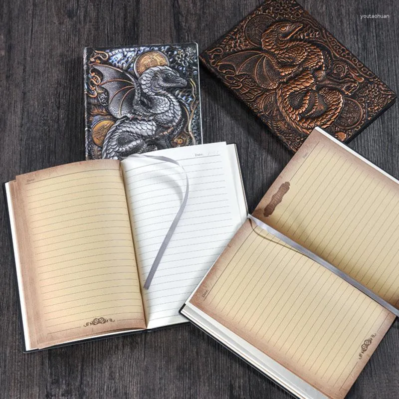 DHgate.com:Vintage Red A5 Spiral Notebook PU Creative Embossed Diary ...