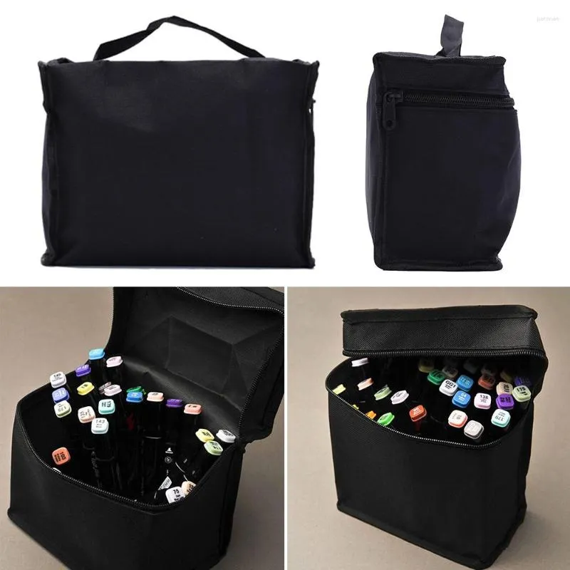 Large Art Marker Case - Portable Canvas Pencil Organizer Bag for 36/48 ...
