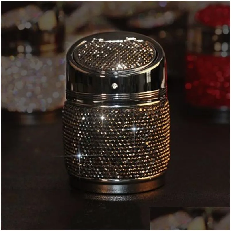 DHgate.com:Multicolor Rhinestone Inlay Pillar-Shaped Metal Car Ashtray ...