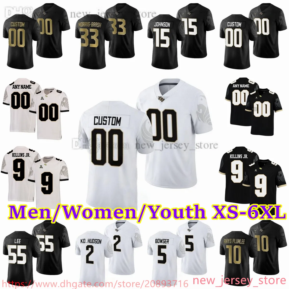 2023 24 Custom S 6XL NCAA UCF Knights Football Jersey Morris Brash OKeefe Rhys Plumlee Celiscar ...