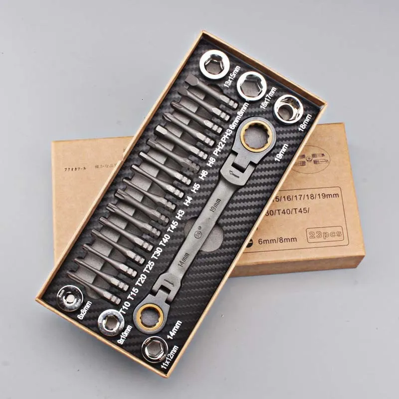 Screwdriver Set, Multifunctional Ratchet Spanner, Flexible Head, Double ...