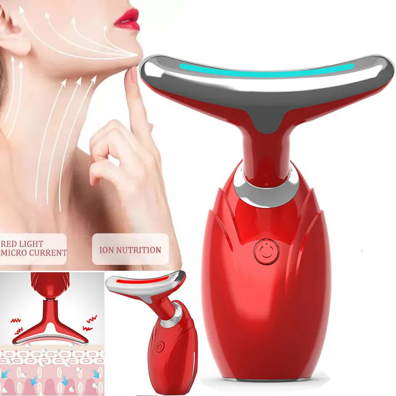 EMS Microcurrent Face & Neck Massager: Warmth Therapy, LED Light, Anti ...