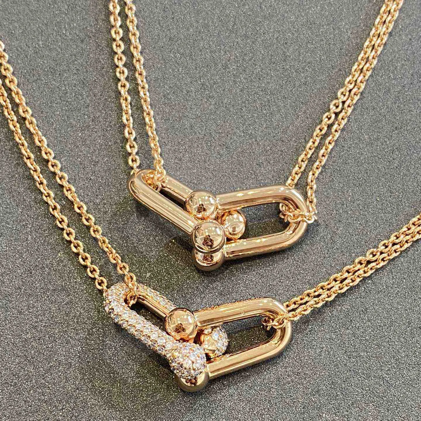 Original New V-Gold Tiffayffay Double Interlocking Horseshoe Necklace ...
