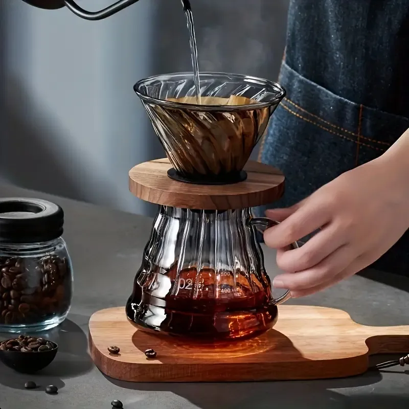 Premium Glass Coffee Pour Over - High Borosilicate Glass Funnel, Heat ...