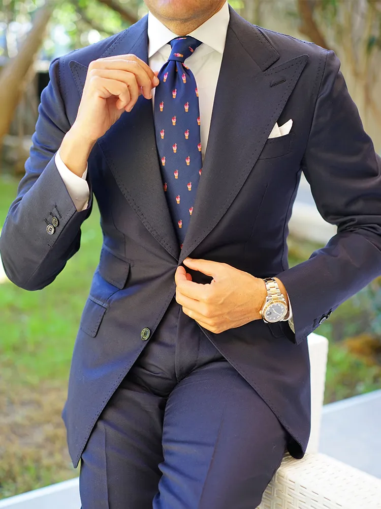 Men's Dark Blue Slim Fit Formal Suit Blazer and Pants for Wedding ...