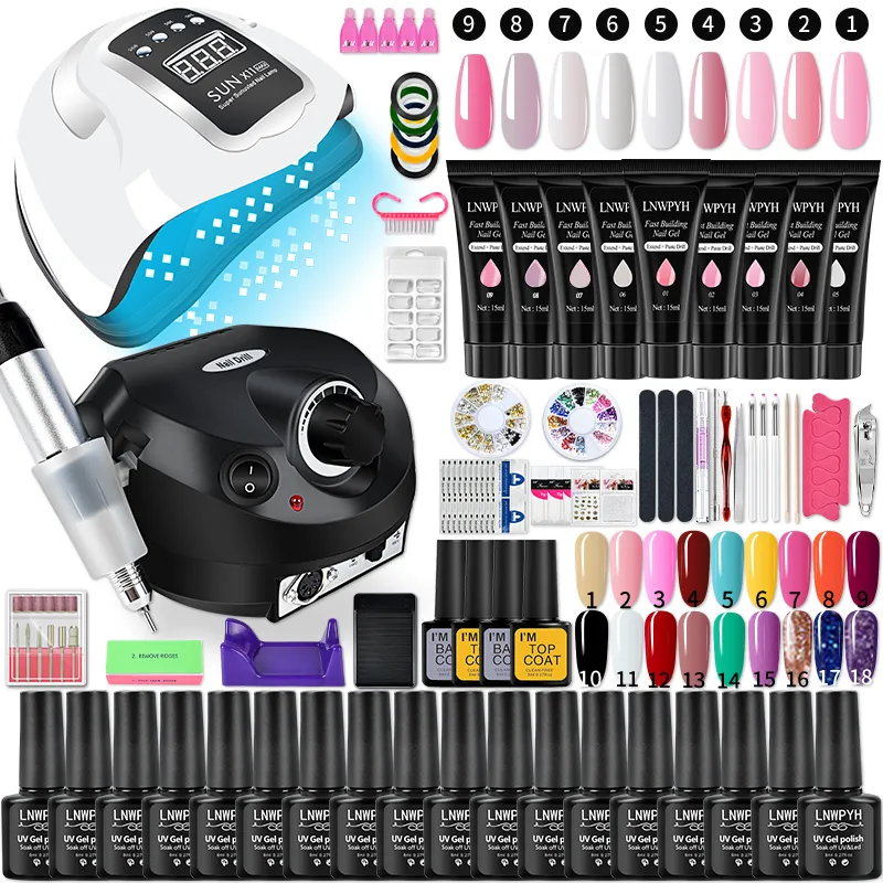 Professional Gel Nail Polish Kit w/ UV LED Lamp, Semi Permanent Nail ...