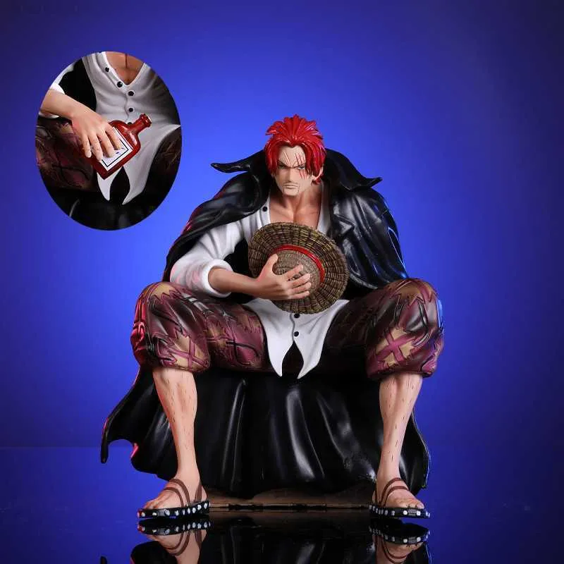 Anime One Piece Shanks Figure Figure Red Yonko Red Hair PVC Action ...