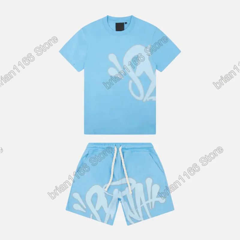 Blue Syna Shirt Syna Central Cee Summer Men T Shirt Set Print Trendy Synaworld Short Sleeve ...