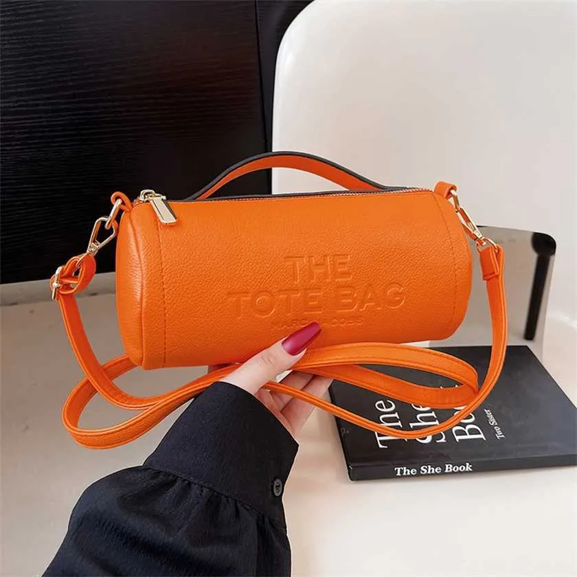 Designer tote shoulder bag with zipper closure PU material cylinder ...