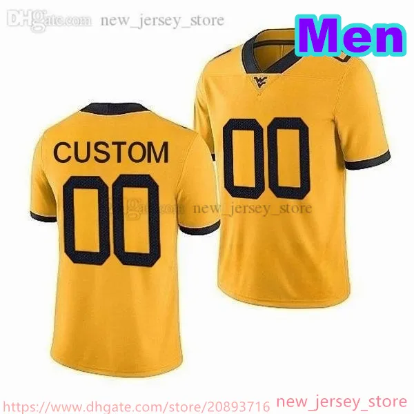 Custom S 6XL NCAA West Virginia Mountaineers Football Jersey 11 Kevin ...