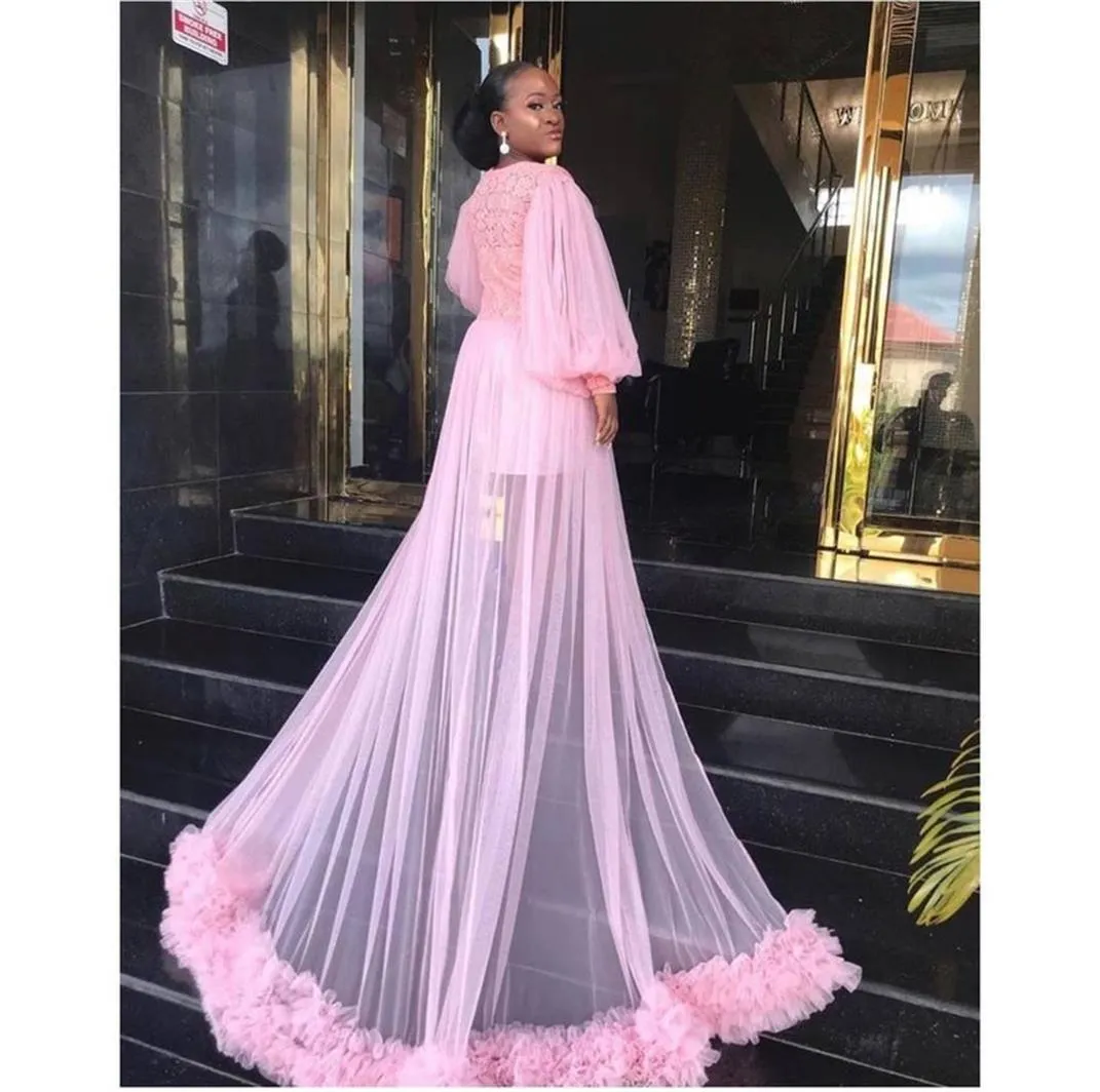 Hot Pink Tulle Robe - Bridal Lingerie, Long Sleeve Wedding Robe, Custom ...