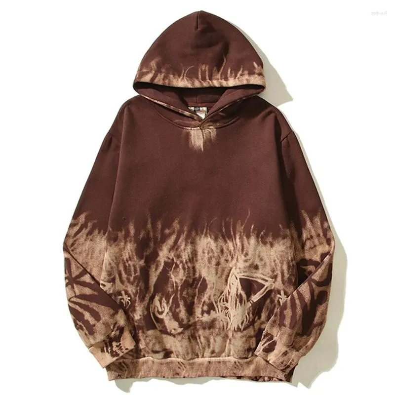 Men's Gradient Flame Hoodie: Fleece Pullover Sweatshirt, Streetwear ...