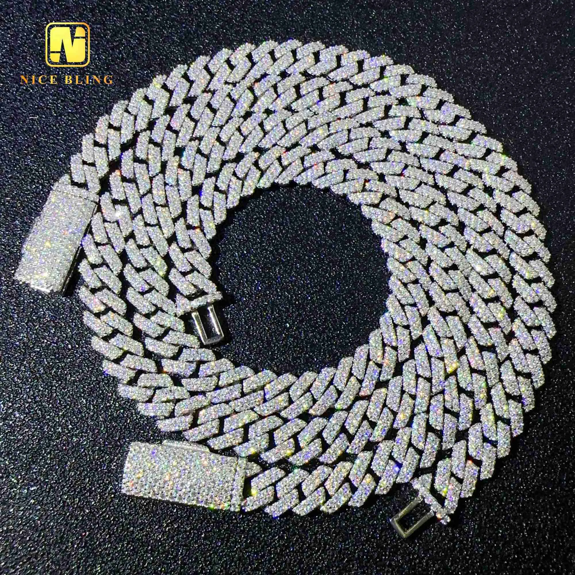 Real Gold Plated 8mm Cuban Link Chains Hip Hop Jewelry 925 Silver ...