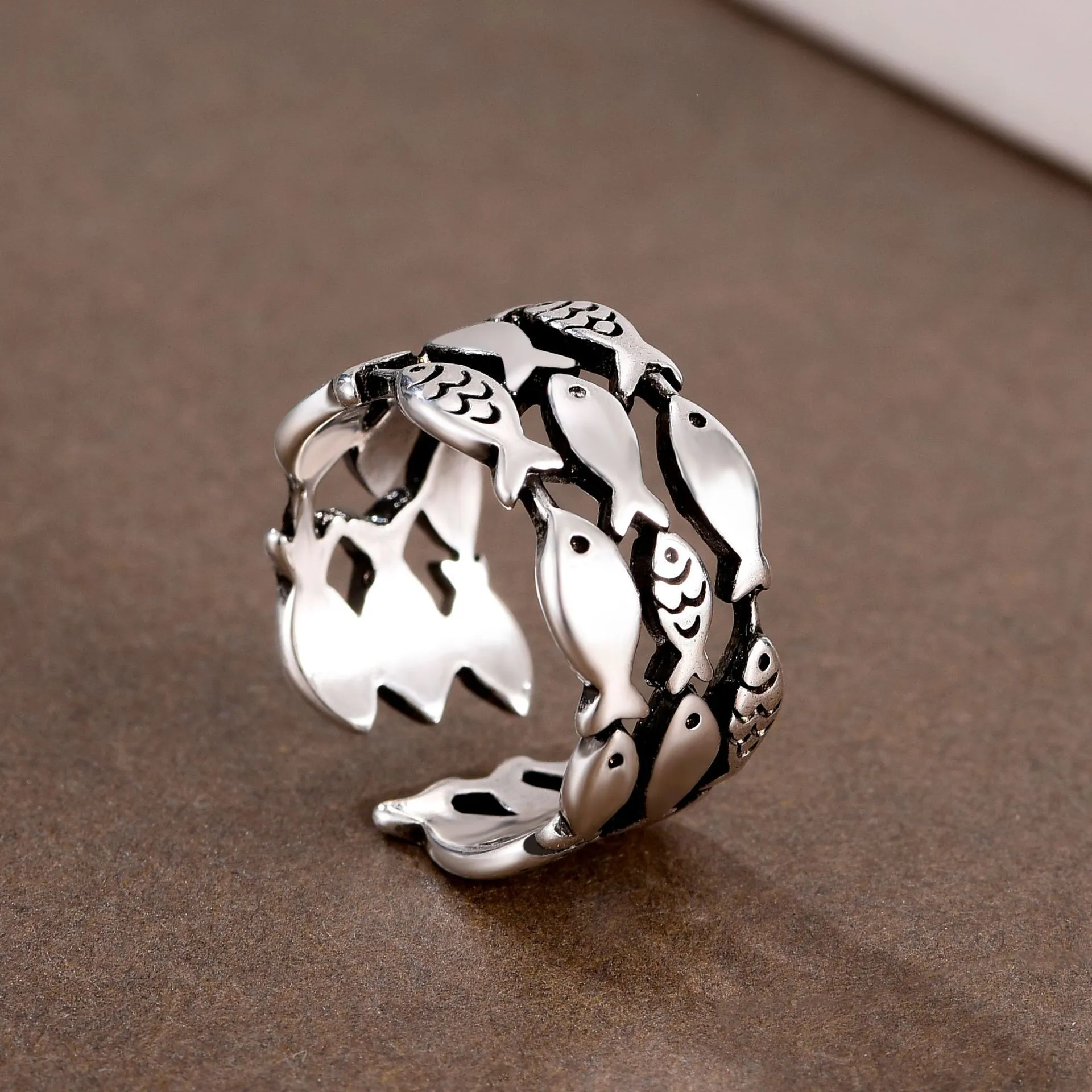 DHgate.com:Vintage Adjustable Fish Ring for Women, Retro Geometric Open ...