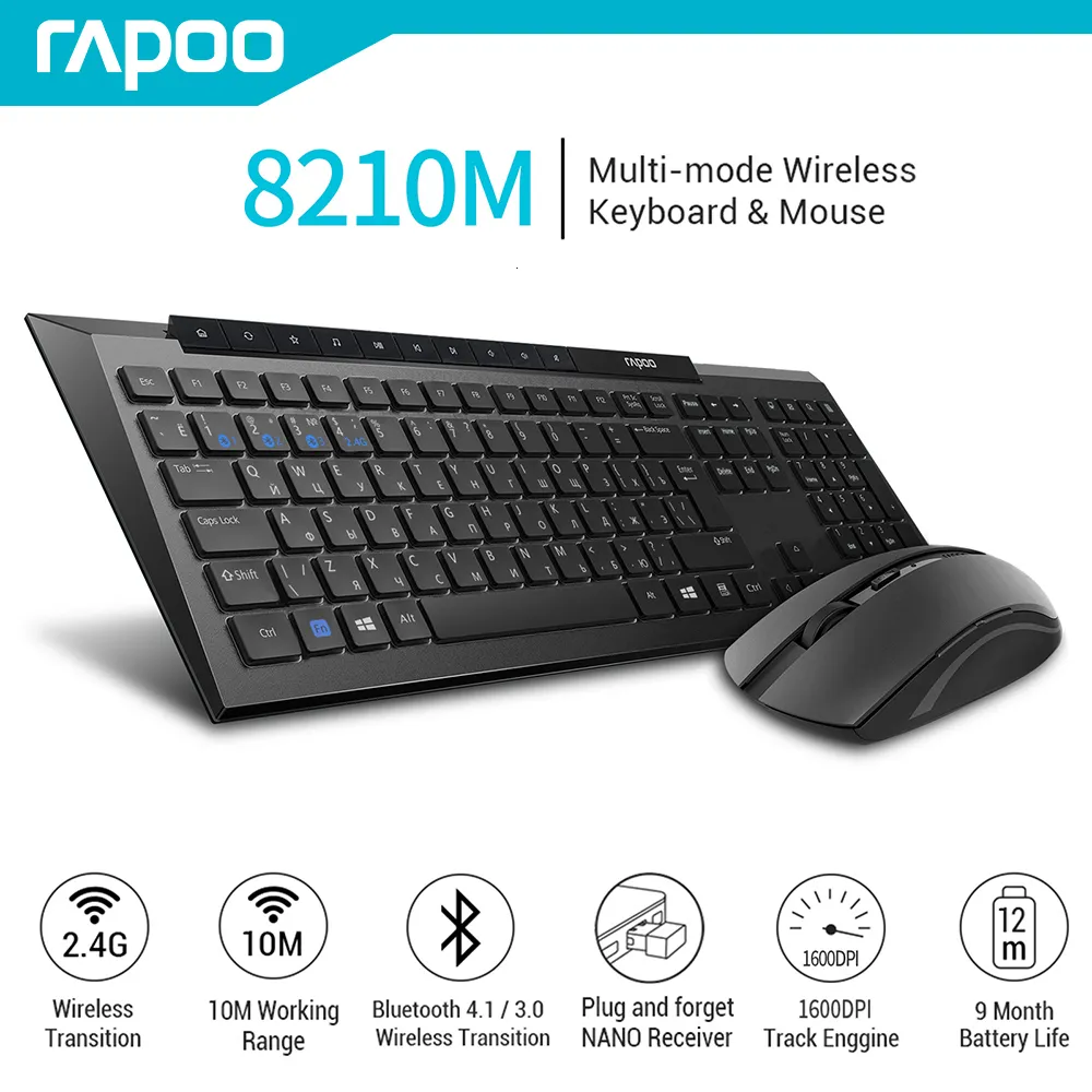 DHgate.com:Rapoo 8210M Wireless Keyboard and Mouse Combo, Russian Keyboard, Optical High ...