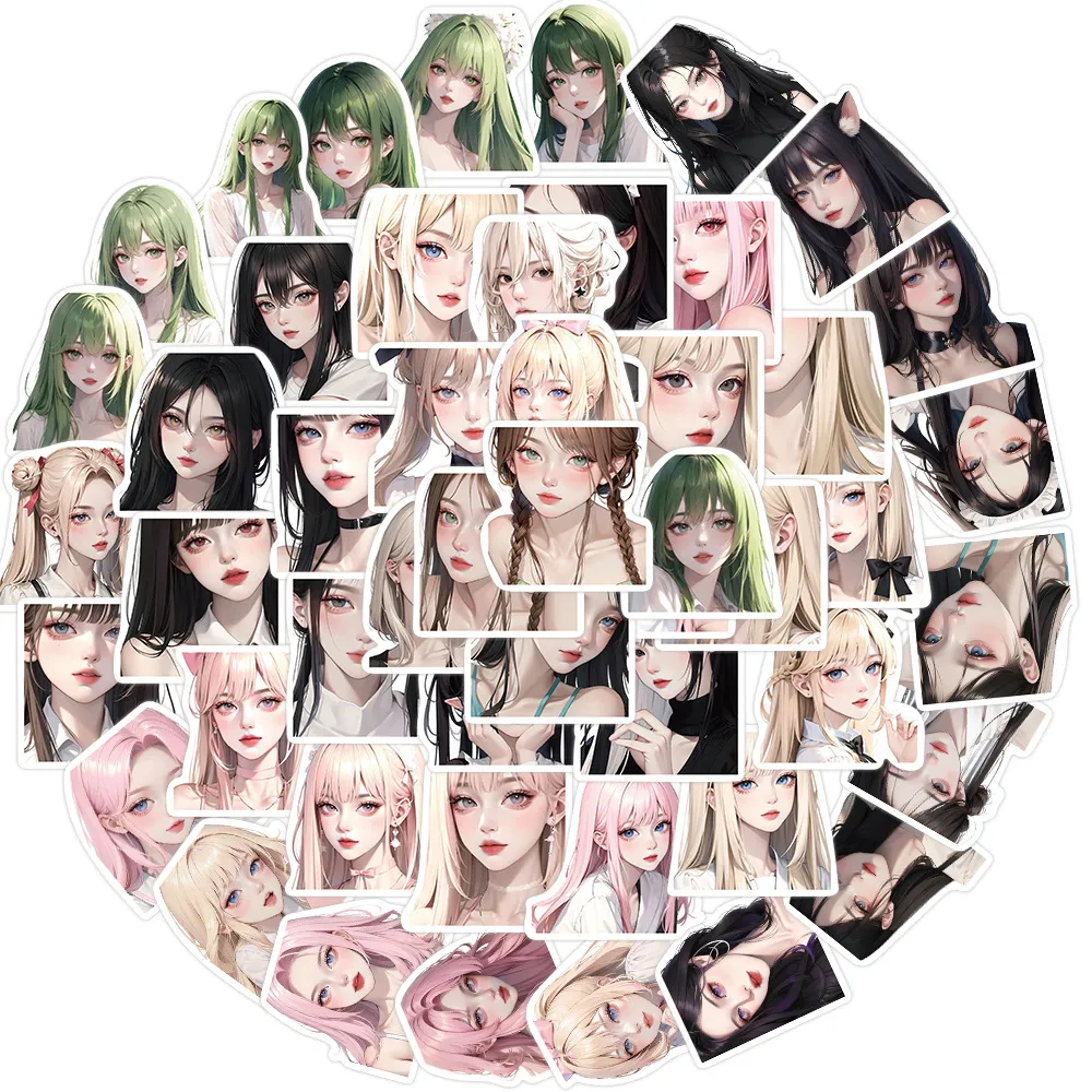 Pack Anime Girls Stickers Vinyl Water Stickers For Baggage Water Bottle ...