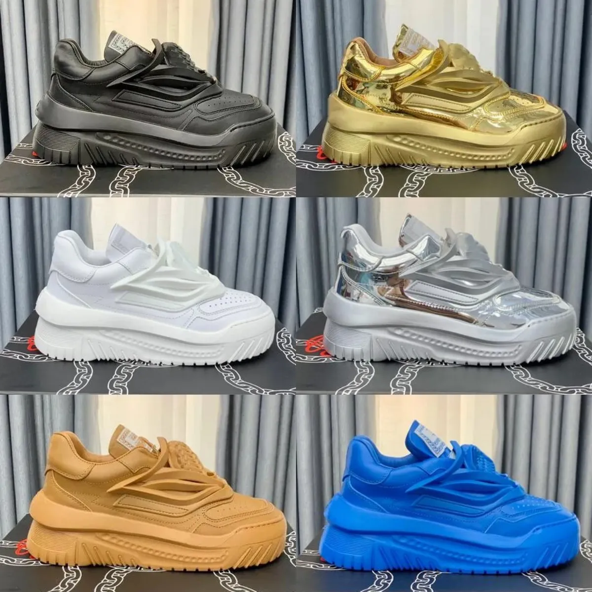 Bulk Odissea Leather Platform Sneakers Chunky Vintage Trainers For Men ...