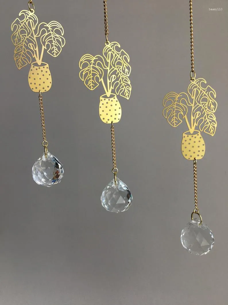 Monstera Crystal Sun Catcher Dingle Dangle Keychain Rearview Mirror ...