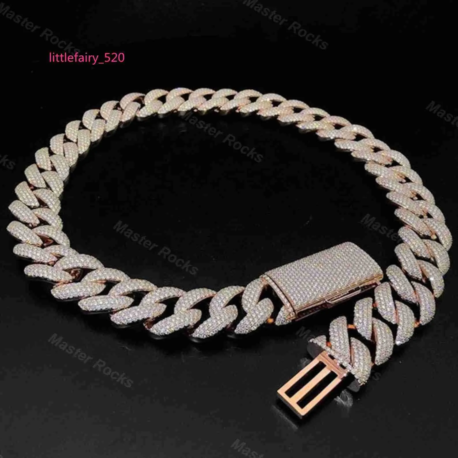 Silver Cuban Link Chain, Rose Gold Plated Necklace With Simulated ...