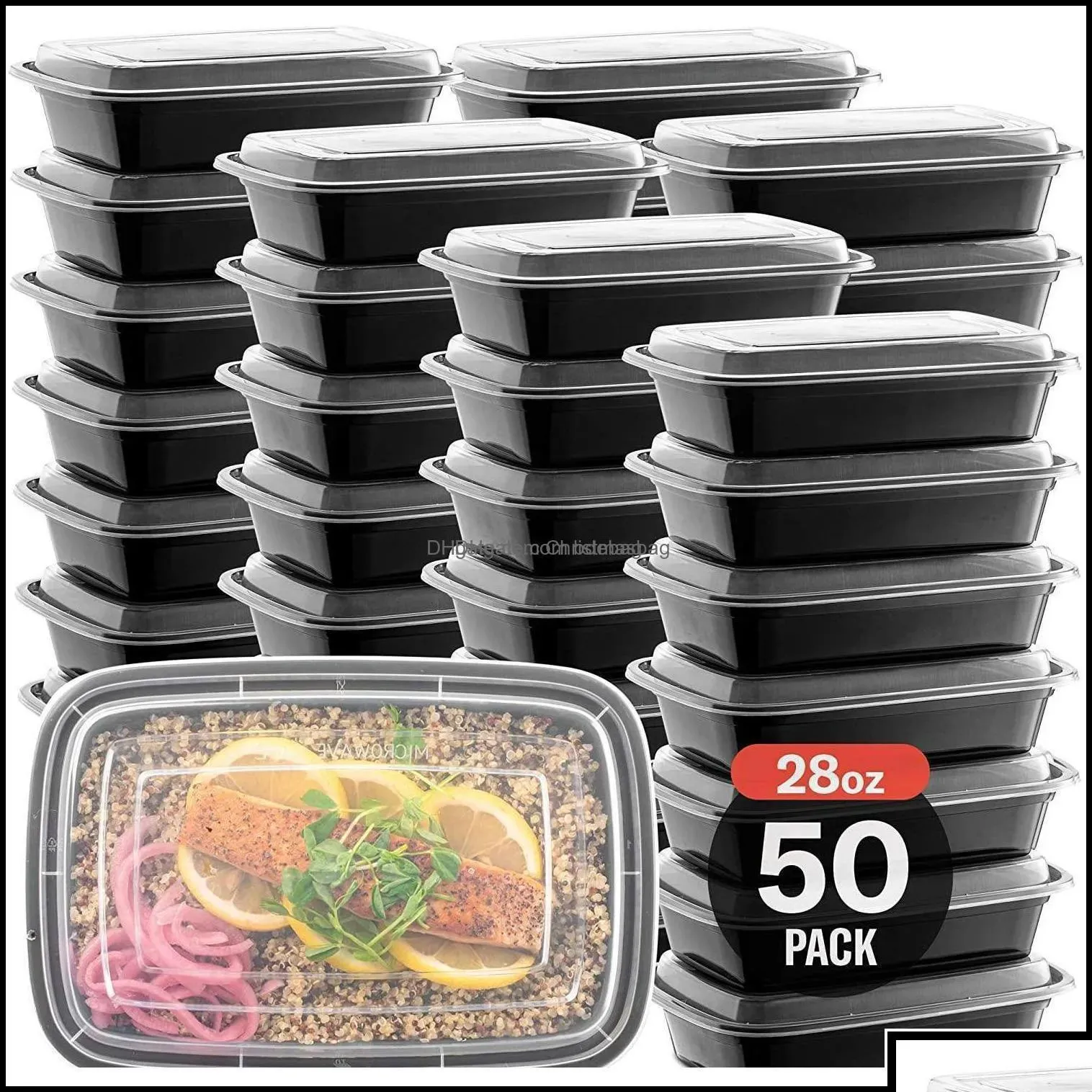 Disposable Meal Containers 750 ml Plastic Takeaway Food Containers with ...