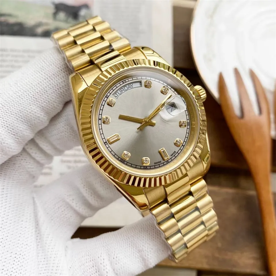 Mens Day Date Automatic Mechanical Wristwatch with Stainless Steel Band ...