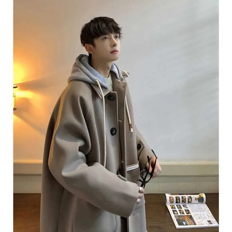 Men's Wool Blend Coat: Autumn Winter Fashion, Hooded Woolen Overcoat ...