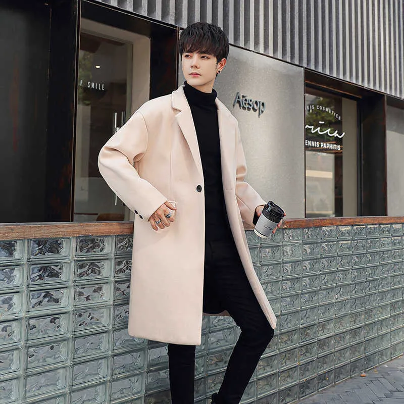 DHgate.com:British Style Wool Blend Trench Coat for Men | Casual Solid ...