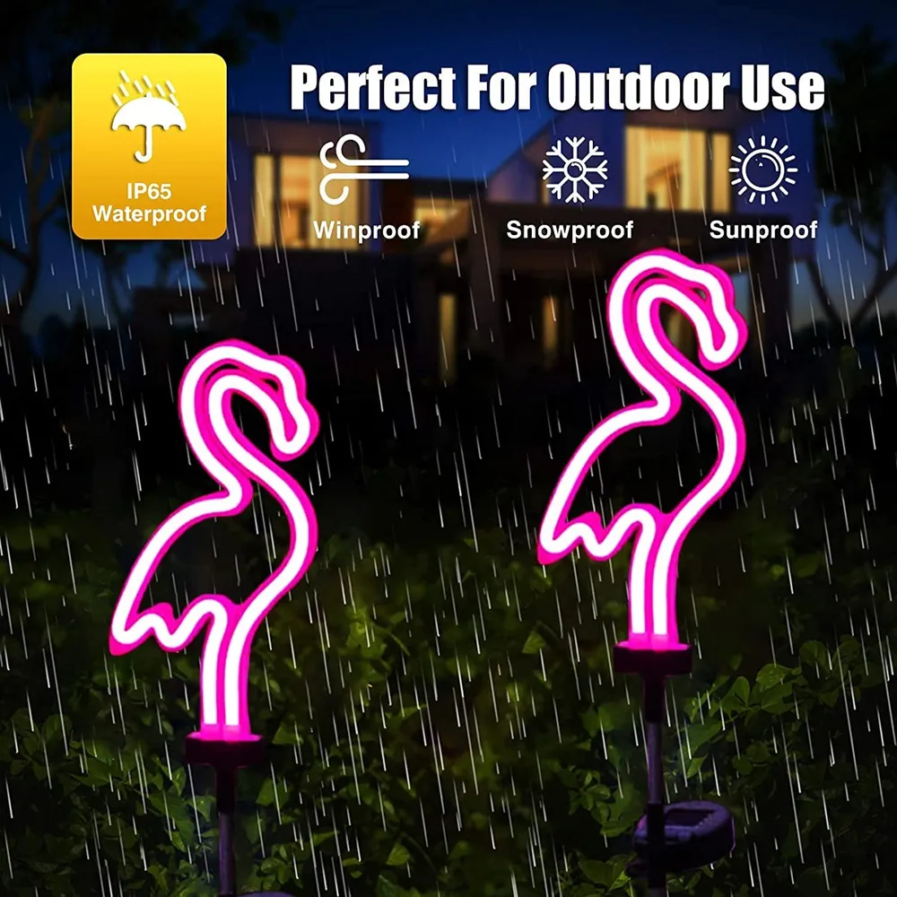 Solar LED Neon Flamingo Decorative Solar Lawn Lights Stake Lights For ...